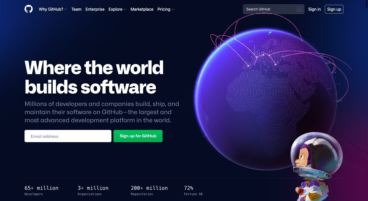 GitHub Landing Page SaaSFrame
